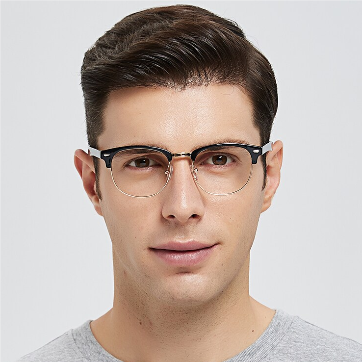 Derrick Classic Wayframe Black/Golden Full-Frame TR90 Eyeglasses ...