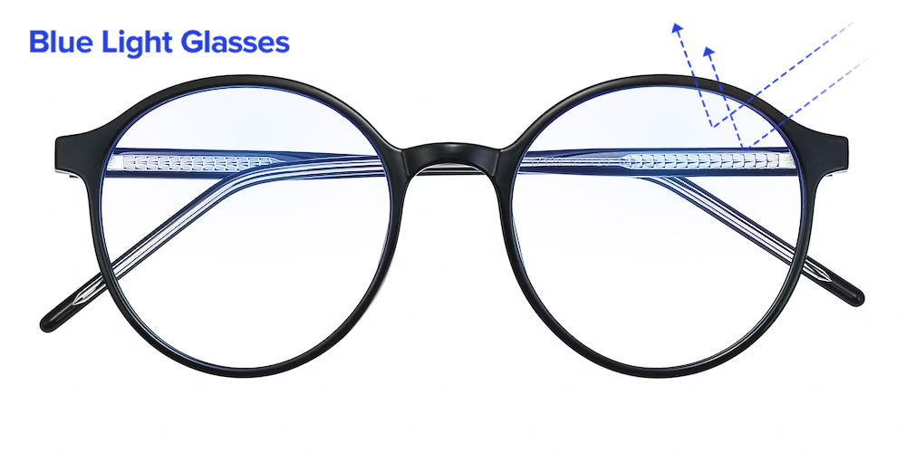 Laguna Round Black Blue Light Glasses | GlassesShop