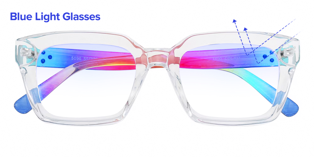 Diversity Rectangle Clear/Multicolor Blue Light Glasses | GlassesShop