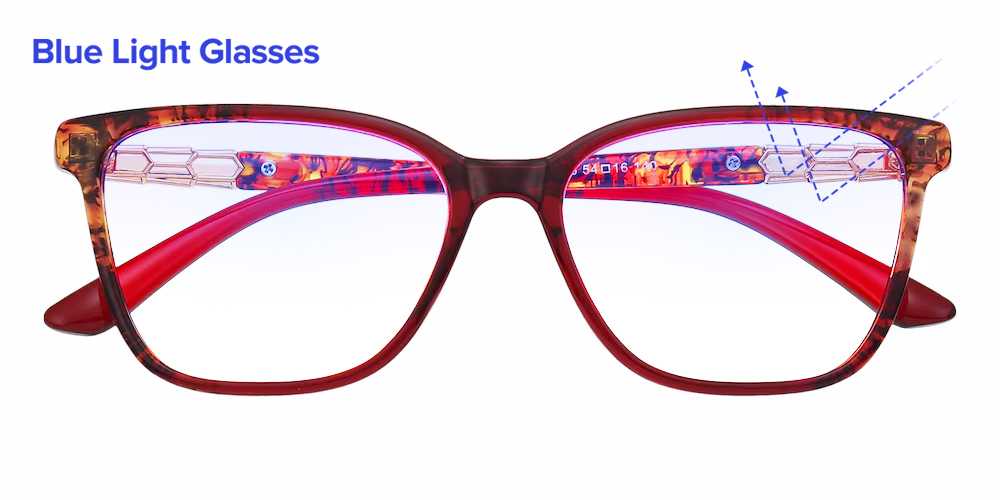 Hilary Cat Eye Red Blue Light Glasses | GlassesShop