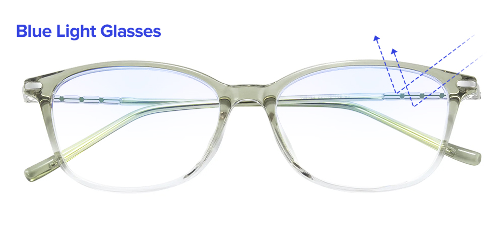 Deborah Oval Green/Ombre Blue Light Glasses | GlassesShop