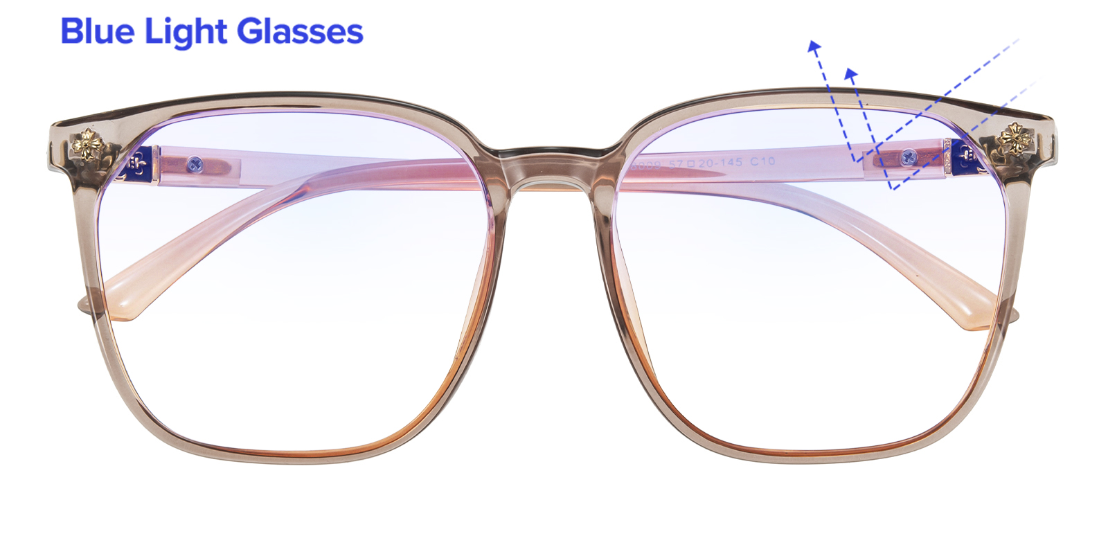 Taurus Square Champagne Blue Light Glasses | GlassesShop
