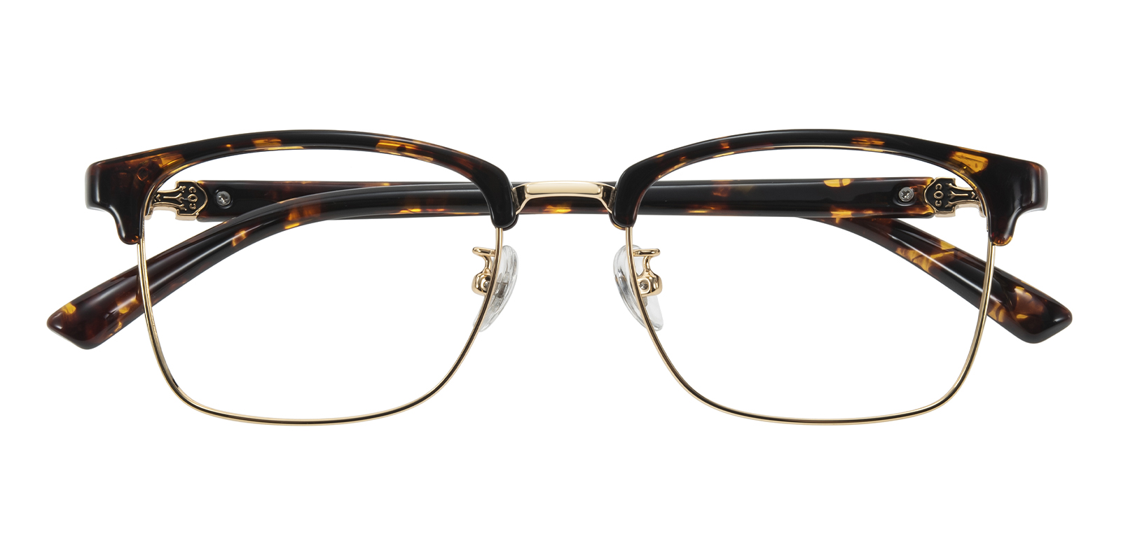 Libra Rectangle/Browline Tortoise/Golden Eyeglasses | GlassesShop