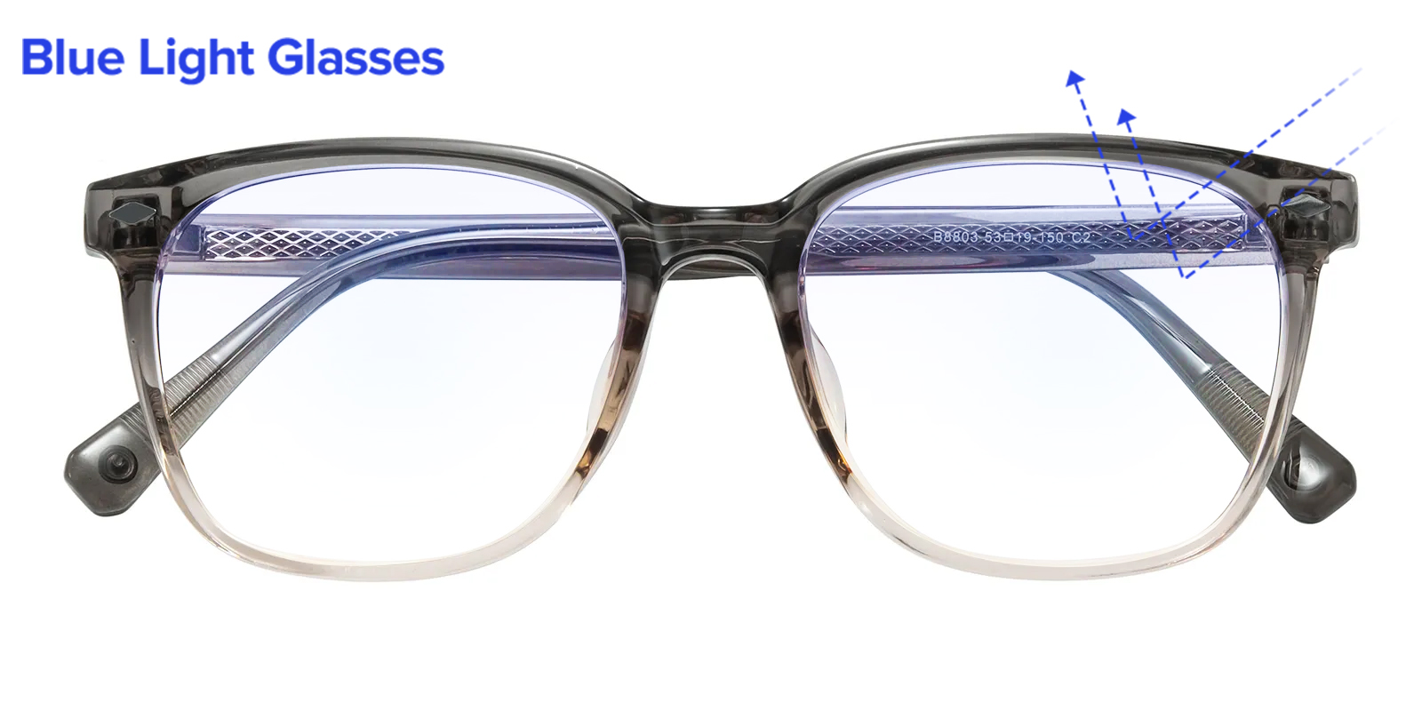 Lancaster Rectangle Gray/Clear/Ombre Blue Light Glasses | GlassesShop