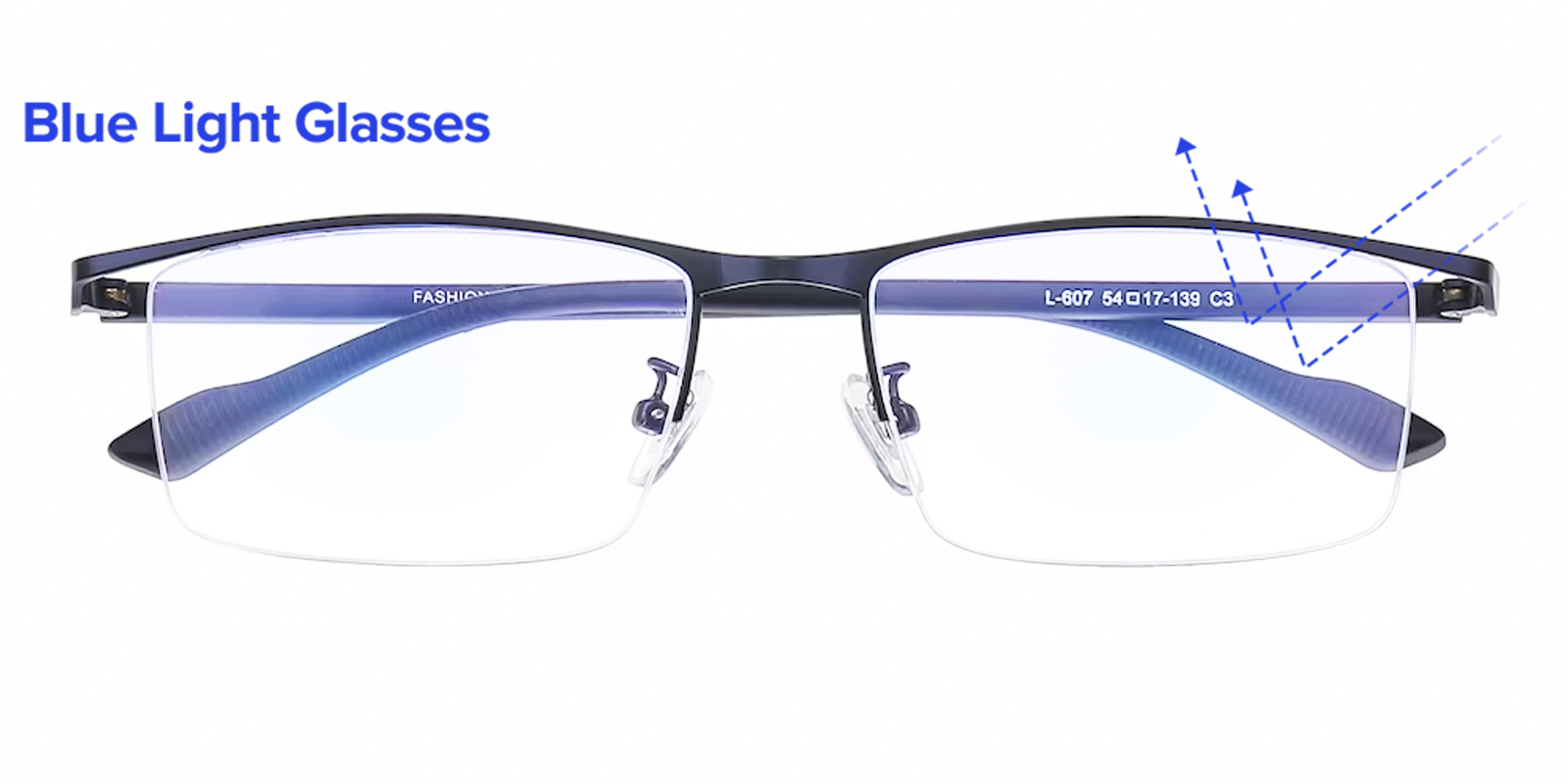 Conrad Rectangle,Browline Blue Blue Light Glasses | GlassesShop
