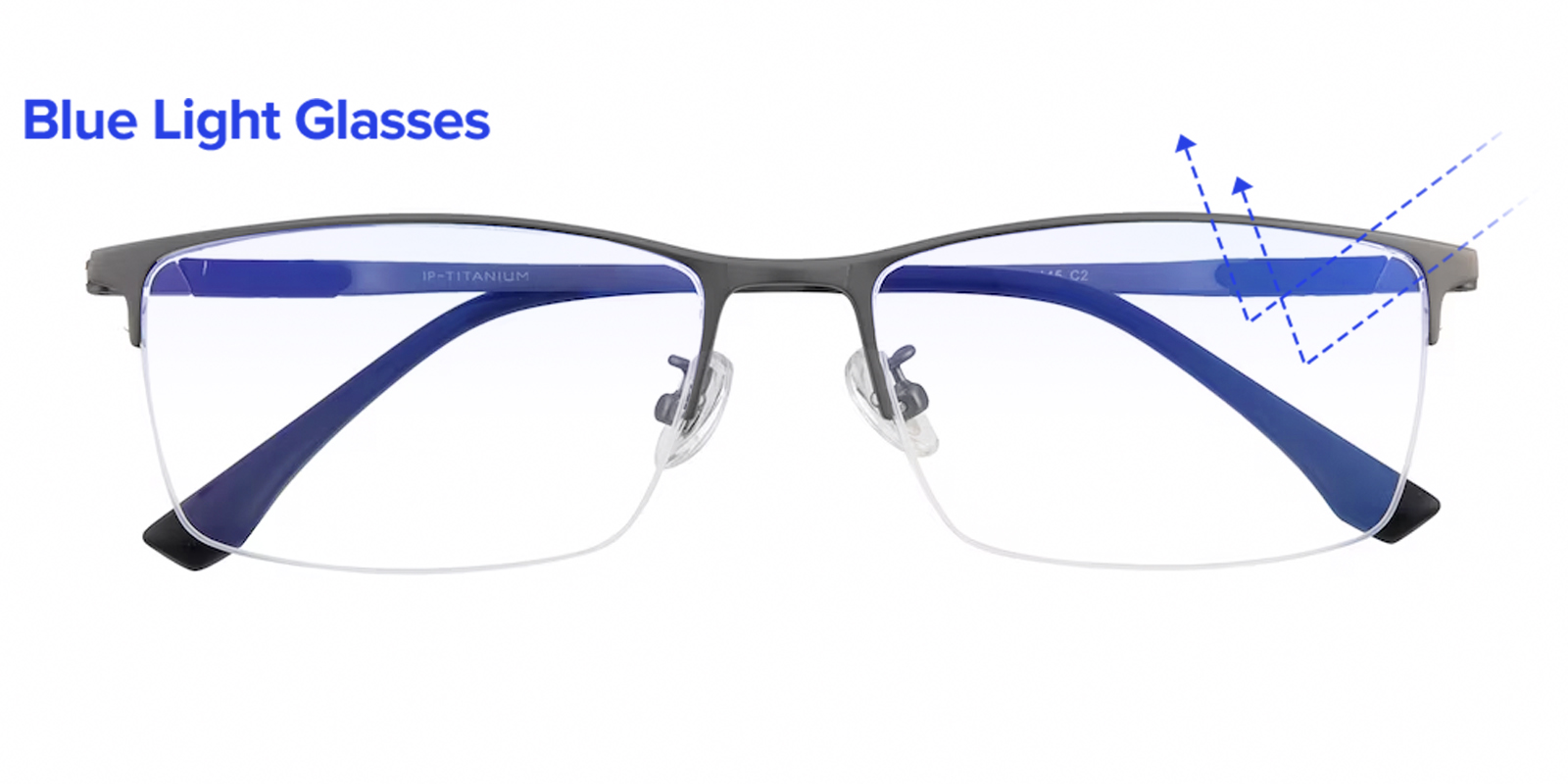 Yves Rectangle Gunmetal Blue Light Glasses | GlassesShop