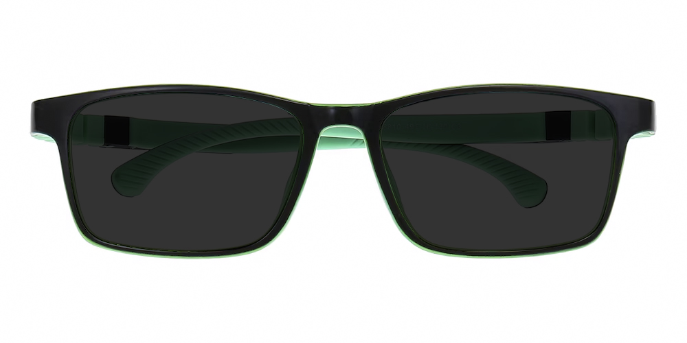 Samuel Rectangle Black/Green Sunglasses | GlassesShop